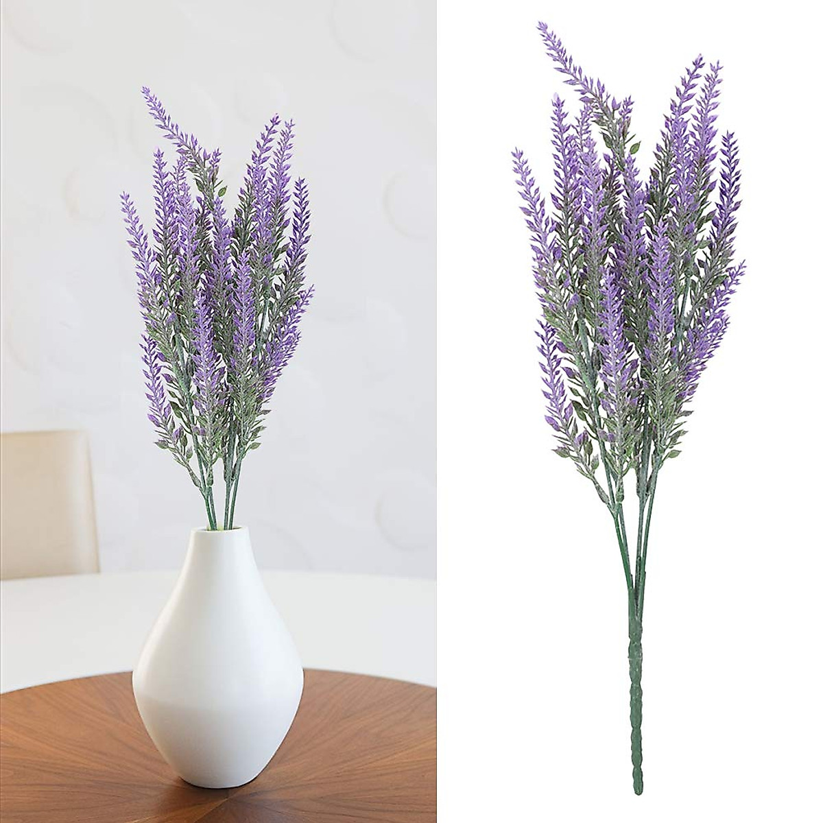 Tyenaza Artificial Lavender Flowers Plants, Faux Shrubs Plastic Plants for Home Garden Party Decor(Purple)