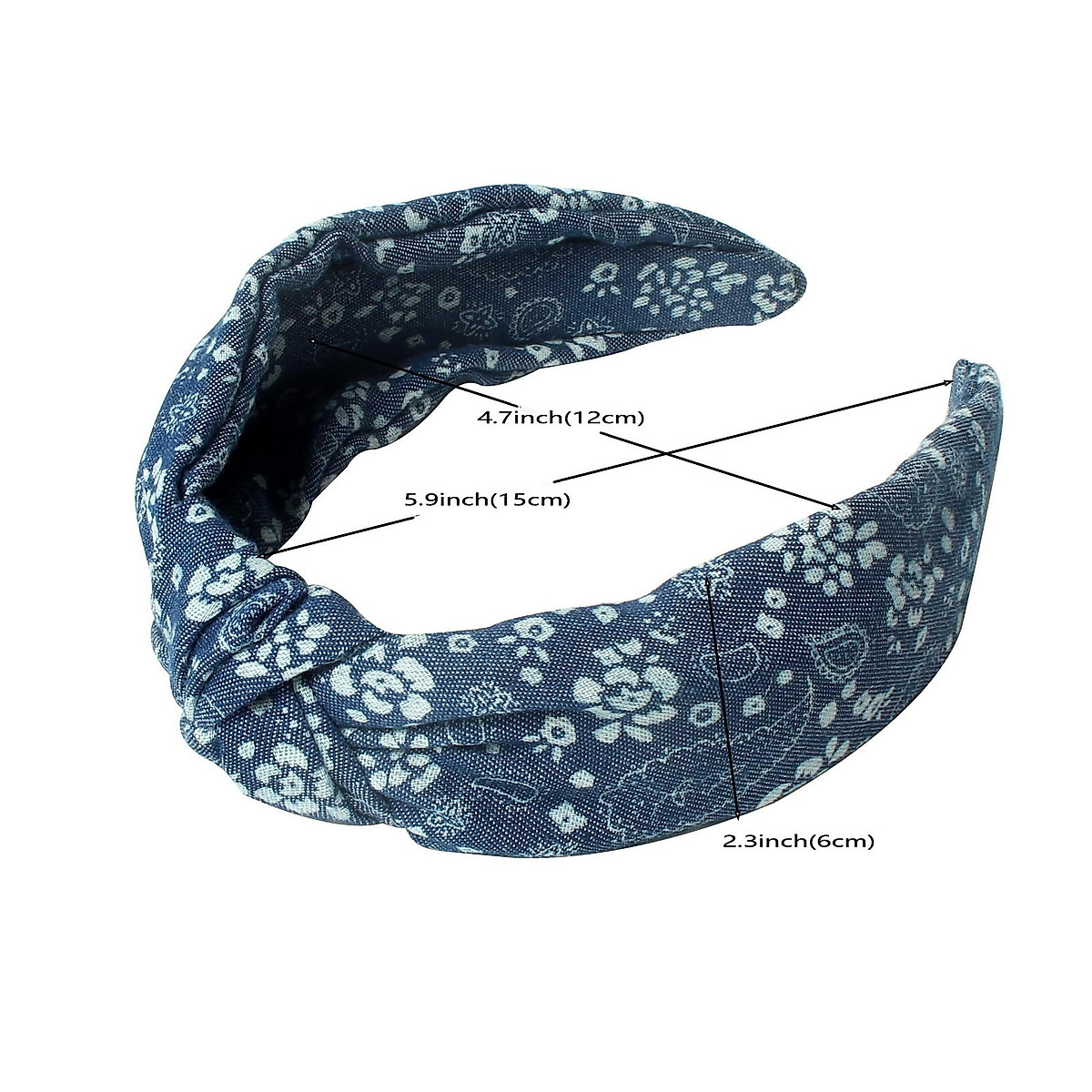 Cuizhiyu 3Pack Denim Knot Headband Knotted Wide Headband for Women,Blue Knot Headbands Non slip Hairbands Girls Fabric Headband Hair Accessories
