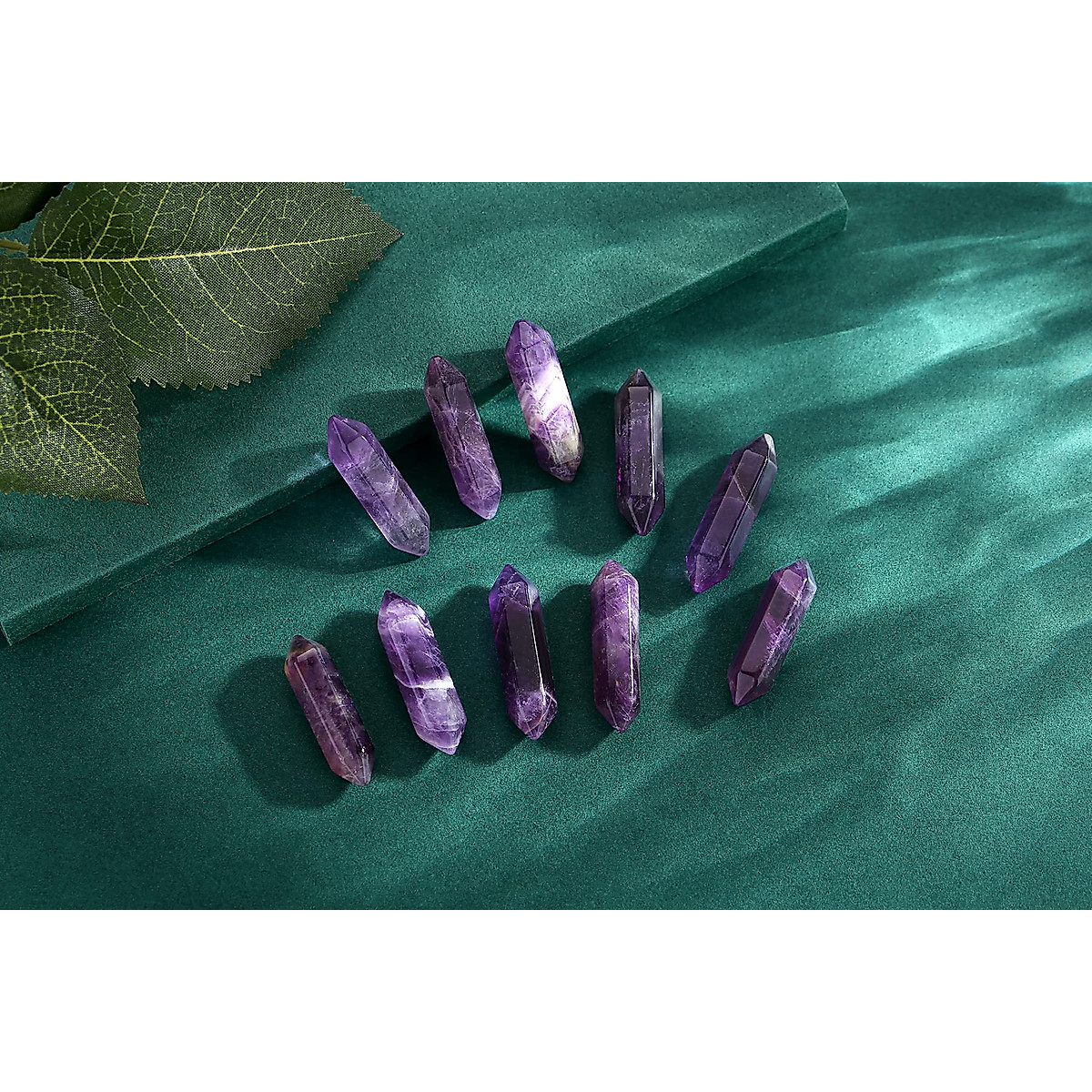 10 PCS Amethyst Crystals Set Wands Polished Healing Crystal Stones Bulk Natural Hexagonal Pointed Reiki Energy Balancing Meditation Therapy Wand Gift