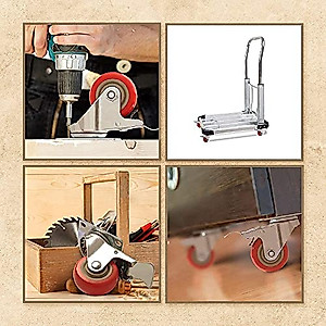 Juvielich 4Pcs Push Cart Wheels 3.5 Inch PU Caster Wheels Bearings Repair Kits, Heavy Duty Plate Casters, Shelf Replacement Wheels for Platform Trucks, up to 264 LBS/120KG