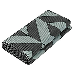 Rv Mat Patio Rug Geometric Triangle Pattern 9x16 Black/Grey