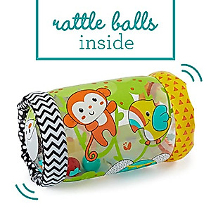 Infantino Jungle Peek & Roll - Encourages Crawling, Inflatable Activity Toy with Bouncing Balls Inside, Fun & Friendly Animal Characters, Helps Gross Motor Skill Development, for Babies 6M+