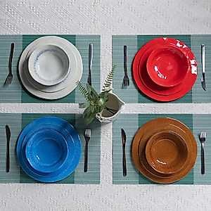 LEHAHA Brown Dishes Melamine Dinnerware Sets, 12 Piece Plates and Bowls Sets for 4, Unbreakable outdoor dishes dinnerware sets for Picnic, Camping and Eentertaining Dishes Set Service For 4