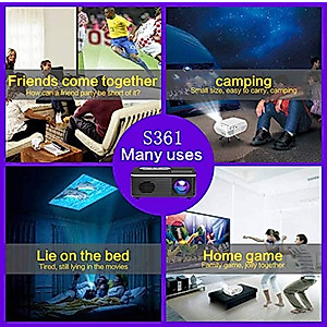 Zeta Mini HD Projector Short Throw Projector 4k 1080P AV/USB/TF/HDMI/5V-2A Portable LCD LED Beam Projector for 4:3 Screen Indoor/Outdoor
