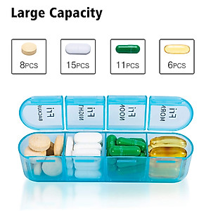Daviky Pill Organizer 4 Times a Day, Daily Pill Box Organizer, Large Weekly Medicine Pill Organizer, Pill Cases Organizers 7 Day, Pill Boxes 7 Day to Hold Vitamins, Medication