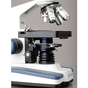 AmScope T120A Professional Siedentopf Trinocular Compound Microscope, 40X-1600X Magnification, WF10x and WF16x Eyepieces, Brightfield, LED Illumination, Abbe Condenser with Iris Diaphragm, Double-Layer Mechanical Stage, 100-240VAC
