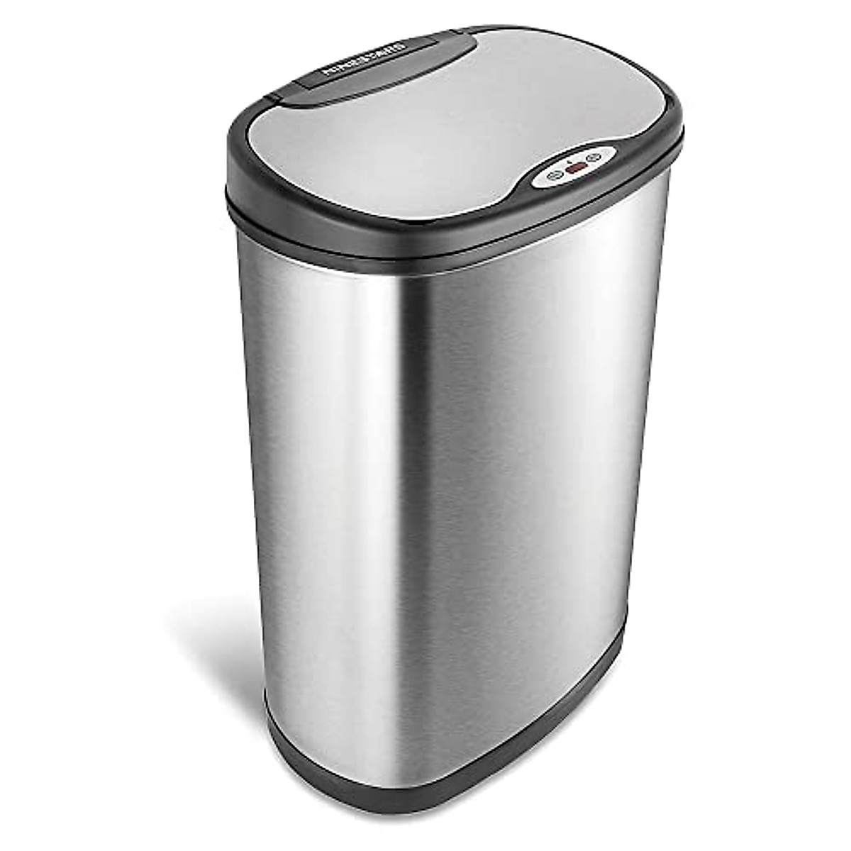 Ninestars 13.2 Gal Rectangular Stainless Steel Automatic Soft Close Motion Sensor Trash Can with Manual Mode, Ring Liner, and Non-Skid Base (2 Pack)