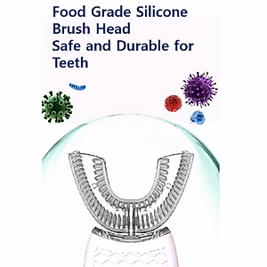 CeqCin Adult Sonic Electric Toothbrush Set U-Shaped Toothbrush 4 Modes Built-in Smart Timer Teeth Whitening Hands Free Toothbrush(Pink)