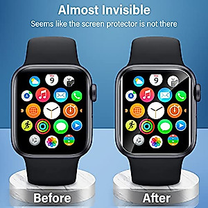 Uyiton 8Pack for Apple Watch Series 8/7 Screen Protector 45mm, Military-Grade Replacement TPU Film [Not Glass] iWatch Protector Anti Scratch Fingerprint Bubble Free High Touch Screen Protection Clear