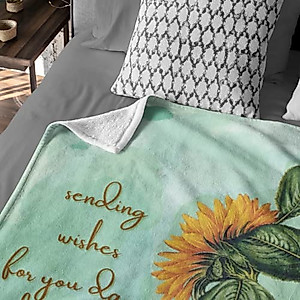 LFMU Sunflower Flannel Fleece Blanket Sending Wishes Ultra Soft Bright and Cheerful Sunflower Throw Blanket for Birthday Christmas,Beautiful Sunflower Decor for Bedroom or Living Room 60" x 80"