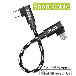 AGOZ 6 Inch MFI Certified Lightning to USB C Cable, 90° Right Angle Fast Charger Cord Compatible with iPhone 14, 13 Pro Max, 12, 11 Pro Max, Xs XR X 8