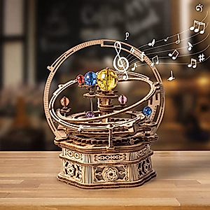 ROKR 3D Wooden Puzzles for Adults Mechanical Music Box-Starry Night, DIY Rotating Music Box Model Building Kits for Teens, DIY Crafts/Hobbies/Gifts Desk Decor for Boys Ages 14+ (Starry Night)