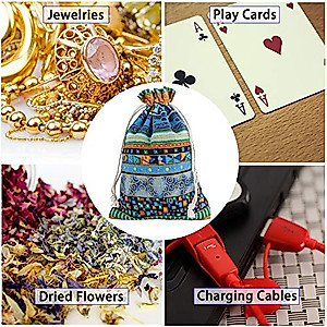 SumDirect Egyptian Ethnic Style Linen Burlap Bag 20Pcs 5×7 inches Gift Bags with Drawstring, Reusable Cotton Candy Bags for Wedding Party Favors