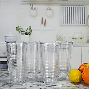 Boston Warehouse Insulated Plastic Tumblers, 24-Ounce, Set of 4, Clear Collection