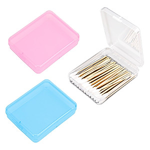 3 pieces Portable Travel Cotton Pad Holder,Bathroom Vanity Countertop Storage Organizer,Cotton Ball Holder Dispenser,Cosmetic Sponge Storage Box for Cotton Rounds, Swabs, Floss(Blue+Pink+Transparent)