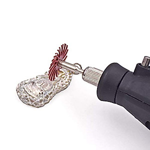 BUYGOO 60pcs 1 Inch Bristle Disc Kit with 6pcs Mandrels for Rotary Tools, Detail Abrasive Wheel for Cleaning & Polishing, Radial Bristle Wheel with Grit 80 120 220 400 600 1000