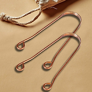 100% Pure Copper & Rust Free Tongue Cleaner, Tongue Scraper with Great Grip & Non-Synthetic Handle | Improve Oral & Gut Health, Eliminate Odor (Medical Grade) For All Ages | Pack of 2