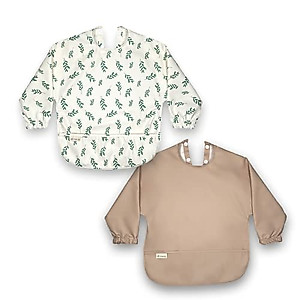 Little Keegs Long Sleeve Baby Bibs - Toddler Art Smock Feeding Baby Apron Eating Shirt Waterproof Wearable Full Sleeved Bib