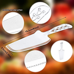 50 PCS Disposable Plastic Cake Cutter and Server Clear Cake Plastic Server Cutter Plastic Cake Server Cutting for Pie Tart Cake Dessert Pizza Pastry, Baking Cutter Holder Transfer for Kitchen Wedding