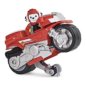 Paw Patrol, Moto Pups Marshall’s Deluxe Pull Back Motorcycle Vehicle with Wheelie Feature and Toy Figure