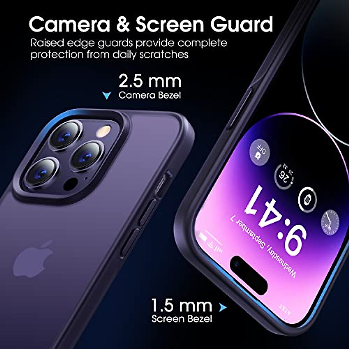 CASEKOO [SGS Tested] Newly Matte Purple Designed for iPhone 14 Pro Case [10FT Mil-Grade Protection] Anti-Fingerprints & Anti-Scratch Durable Translucent Back Anti-Slip Frame, Purple