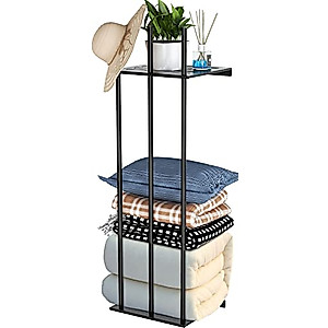 WOWOO 40" Blanket Holder Rack, Clothes Hat Blanket Towel Blanket Storage Holder On Wall, Blanket Ladder Blanket Rack Shelf for Living Room, Matte Black