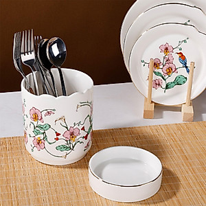 Dxcaicc Utensil Holder,Drainer Ceramic Cooking Utensil Holder,Ceramic Kitchen Utensil Holder for Countertop,Large Ceramic Stable Utensil Caddy,Cooking Utensils Holder for Kitchen