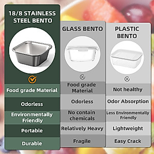 ENCYS Stainless Steel Salad Container for Lunch Large-60-oz Salad Bowl with Lid,3 Compartment Bento-Style Tray and 2.5-oz Salad Dressings Container,Salad Container,Lunch Box,Bento Box(Grey)