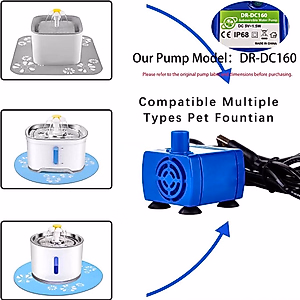 Cat Water Fountain Pump, Pet Water Fountain Pump Replacement Pump DR-DC160 Motor for for Round, Cubic, Flower Cap Cat Fountain