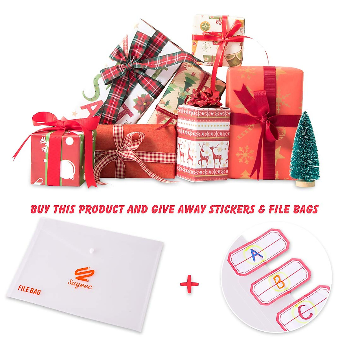 SAYEEC 4 Compartment File Holder Folder Grid Bookshelf Magazine Organizer Plastic File Frame Desktop with Blank Labels A7 Notebook Storage Assemble File Box for Work/Office/Study