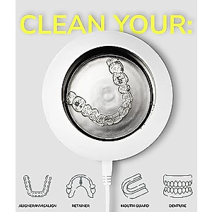 Zima Dental Arctic White Dental Pod | Cleaner for Dentures, Aligner, Retainer, Mouth Guard | Ultrasonic Cleaning Machine for All Dental Appliances