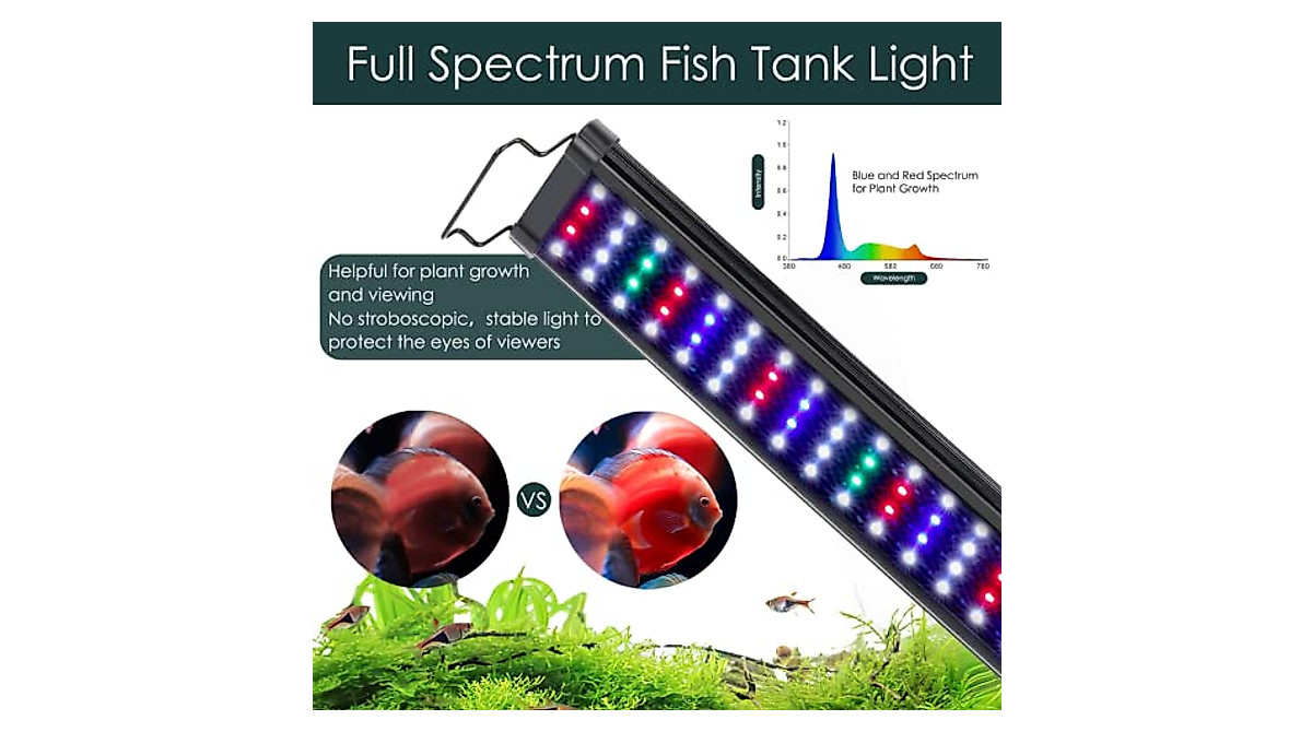 AQQA Full Spectrum LED Aquarium Light for 12-18 Inch Tanks