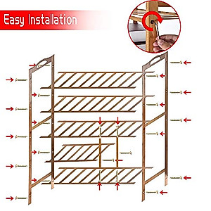 BB67 Home Free Standing Bamboo Shoe Rack Wooden Stackable Entryway Organizer 5 Tiers