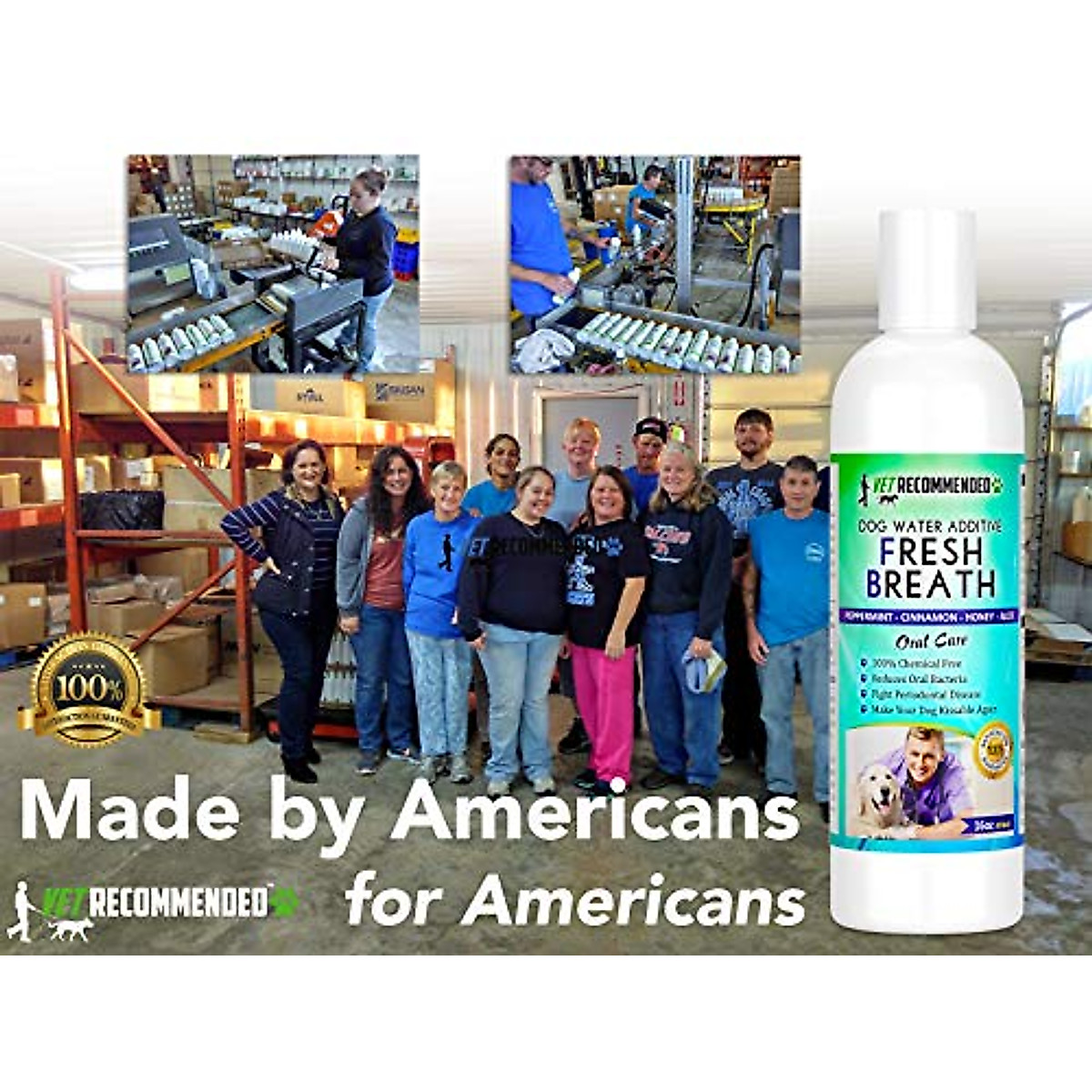 Vet Recommended Dog Breath Freshener Water Additive for Pet Dental Care - All Natural - Works to Solve The Cause of Bad Dog Breath. Add to Pet's Drinking Water - Made in USA (16oz/473ml)