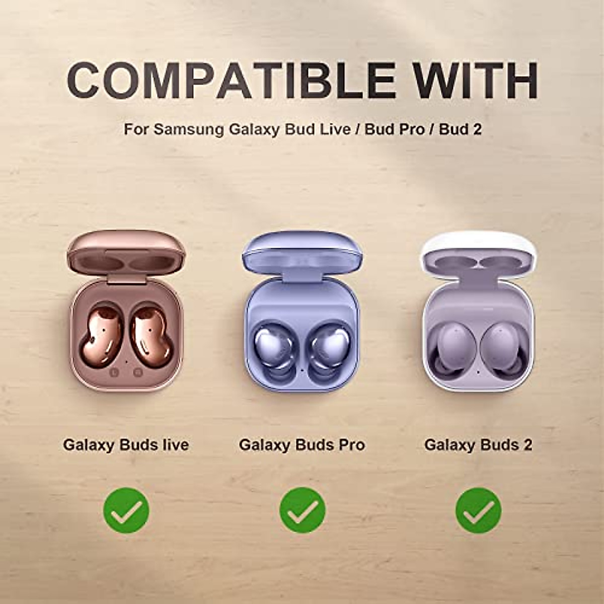 Camofit Armor Case Compatible with Samsung Galaxy Buds 2 / Galaxy Buds Pro/Galaxy Buds Live with Security Lock, Shockproof Protective Skin Cover Compatible with Samsung Earbuds with Keychain (Green)