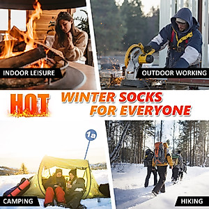 Hissox Heavy Duty Thermal Boot Socks, Mens Thermal Socks Insulated Winter Fuzzy Thermal Thick Socks Cold Feet Socks Slipper Home Socks For Cold Weather Christmas Party 1 Pair Black Women, Medium