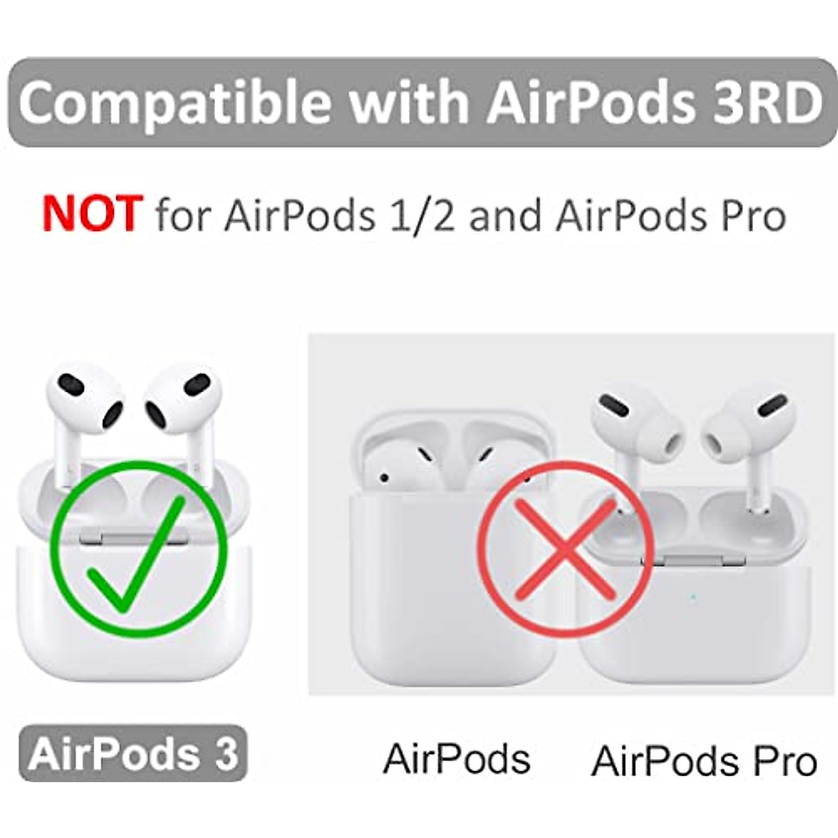 A-Focus 5 Pairs [ Fit in Case ] Compatible with AirPods 3rd Ear Tips Replacement Ultra Thin Grip Tips Anti Slip/Scratch Eartips Earbuds Cover Skin Accessories for New AirPod 3, 3 White 2 Black