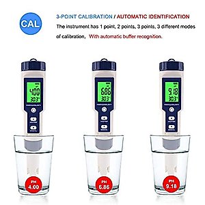 Water Quality Tester, EZ-9909 5 in 1 Function Water Quality Testing Meter PH Salinity TDS EC Tester with Backlight for Aquaculture, Drinking Water, Swimming Pool