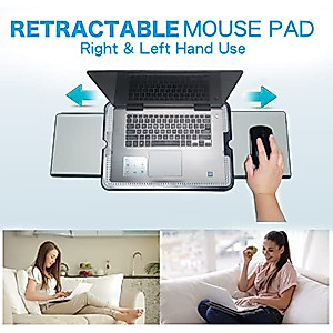 MAX SMART Portable Laptop Lap Pad, Laptop Desk with Retractable Mouse Tray, Anti-Slip Heat Shield Notebook Computer Stand Table, Working Station for Home, Office, Recliner, Business and Travel