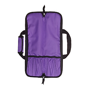 5 Pocket Padded Chef Knife Case Roll with 5 pc. Edge Guards (Purple 5 Pocket bag w/5pc.Multi-Color Edge guards)