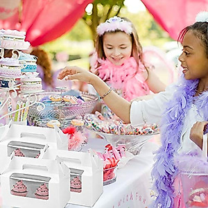 20 Pcs Cupcake Boxes, 2 Holders Cupcake Containers Muffins Cupcakes Carriers Holder Pastry Containers Favor Candy Treat Boxs Bakery Boxes with Window & Handle for Wedding Birthday Party (White)