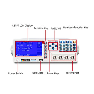 MATRIX LCR Meter, Capacitance Meter 40Hz-100kHz, Inductance Meter Accuracy 0.1%, Digital Multimeter with 32-Bit Core Processor, Electronic Component Tester 30Ω/100Ω Two Output Resistance, MCR-5100