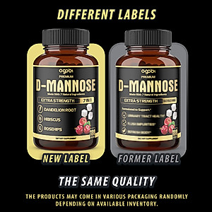 agobi 7in1 D-Mannose Capsules Blended Cranberry, Dandelion, Hibiscus, Rosehips & More - Equivalent 6050mg - Support Flush Impurities and Urinary Tract Health - 180 Count 6-Month Supply