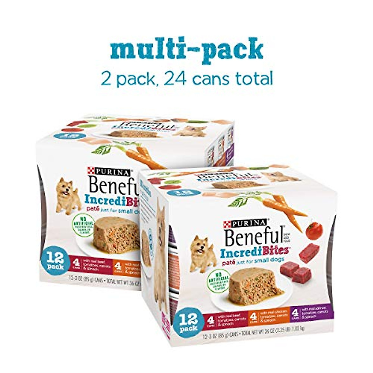Purina Beneful Small Breed Wet Dog Food Variety Pack, IncrediBites Pate - (2 Packs of 12) 3 oz. Cans