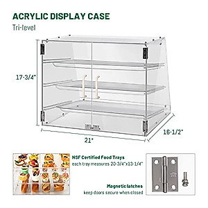 YBSVO 3 Tray Commercial Countertop Bakery Display Case with Rear Doors - 21" x 17 3/4" x 16 1/2"