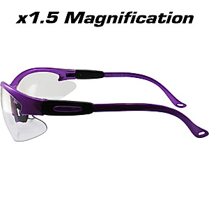 Birdz Eyewear Flamingo Women's Work Safety Glasses Bifocals Readers Purple Frame + 1.5 Magnification Clear Lenses