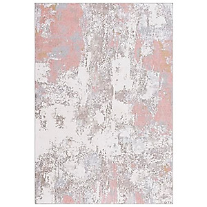 Safavieh Bayside Collection Machine Washable 8' x 10' Ivory/Grey Pink BAY128A Modern Contemporary Living Room Dining Bedroom Area Rug