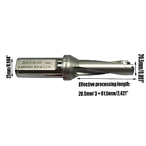 GBJ WC- Φ20.5-3D-C25 +10pcs WCMX040208FN Indexable U Drill Inserts Holder Fast Water Jet Drill Violent Drill WPD Series (WPD-Φ20.5-3D-C25+WCMX040208)