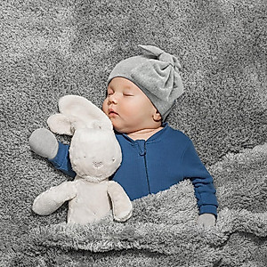 ZURLEFY Baby Girl Hats and Mittens Set for 0-6 Months, Newborn Hospital Hats with Bow for Infant Baby No Scratch Cotton Mittens Set(31-08)