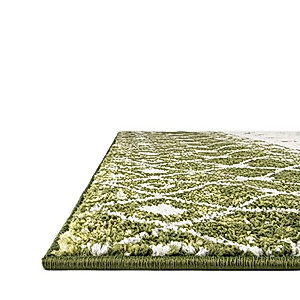 Rugs.com Moroccan Trellis Collection Rug – 6' x 9' Ivory Green Medium Rug Perfect for Bedrooms, Dining Rooms, Living Rooms